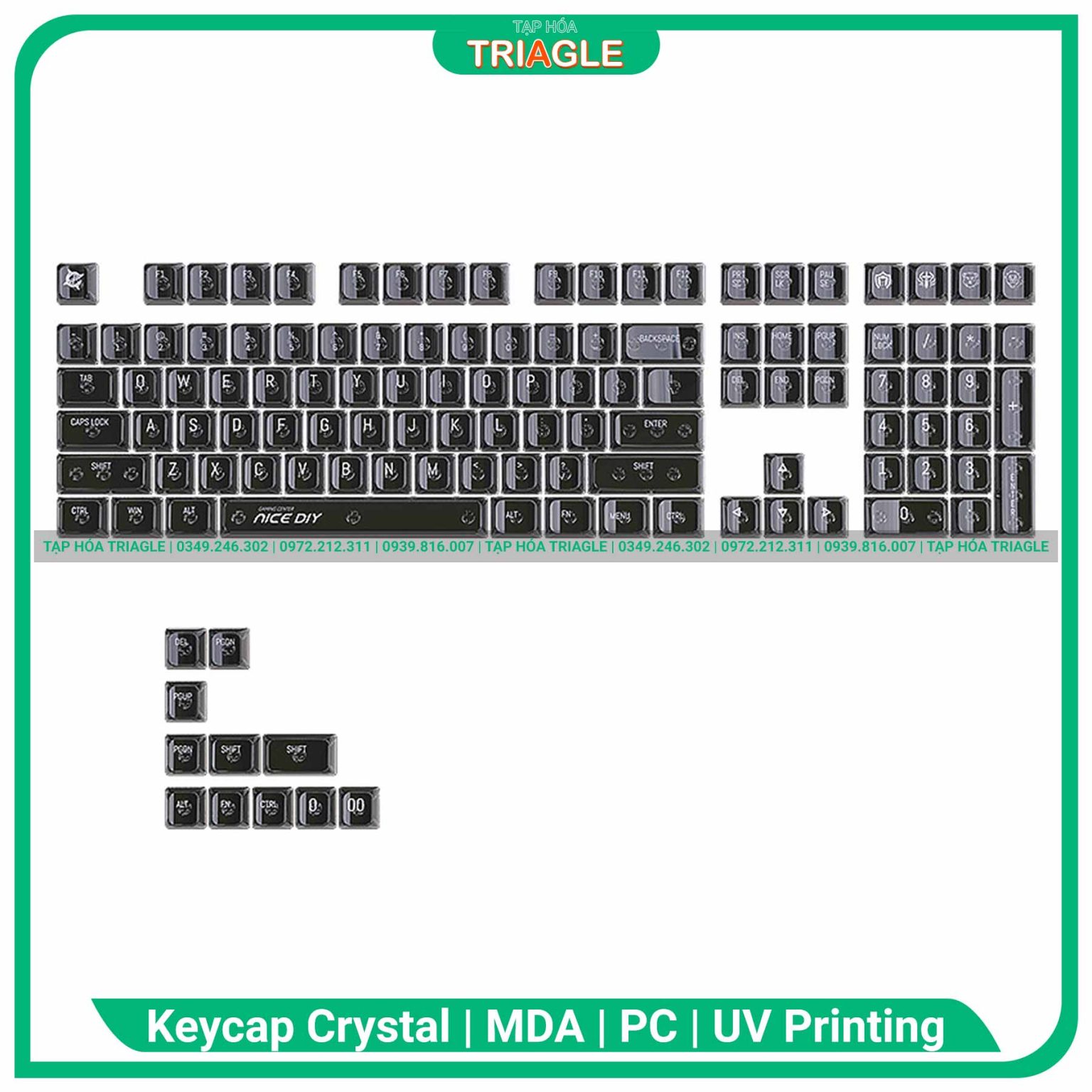 Keycap Trong Suốt Crystal Black PC Profile MDA, UV Printing, Nút Phím ...